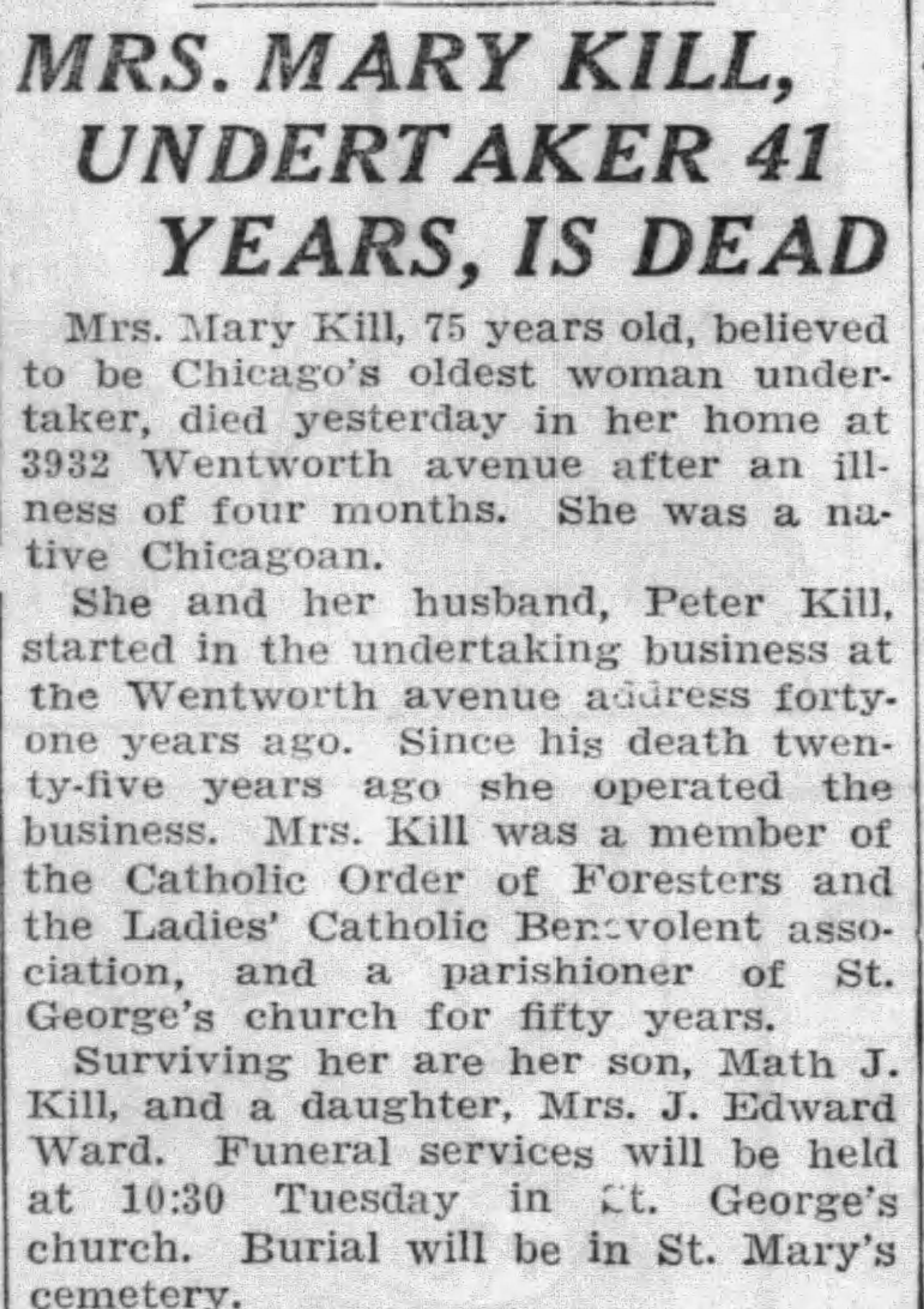 Meet the Undertaker named “Kill” (Really!) – Chicago and Cook County ...
